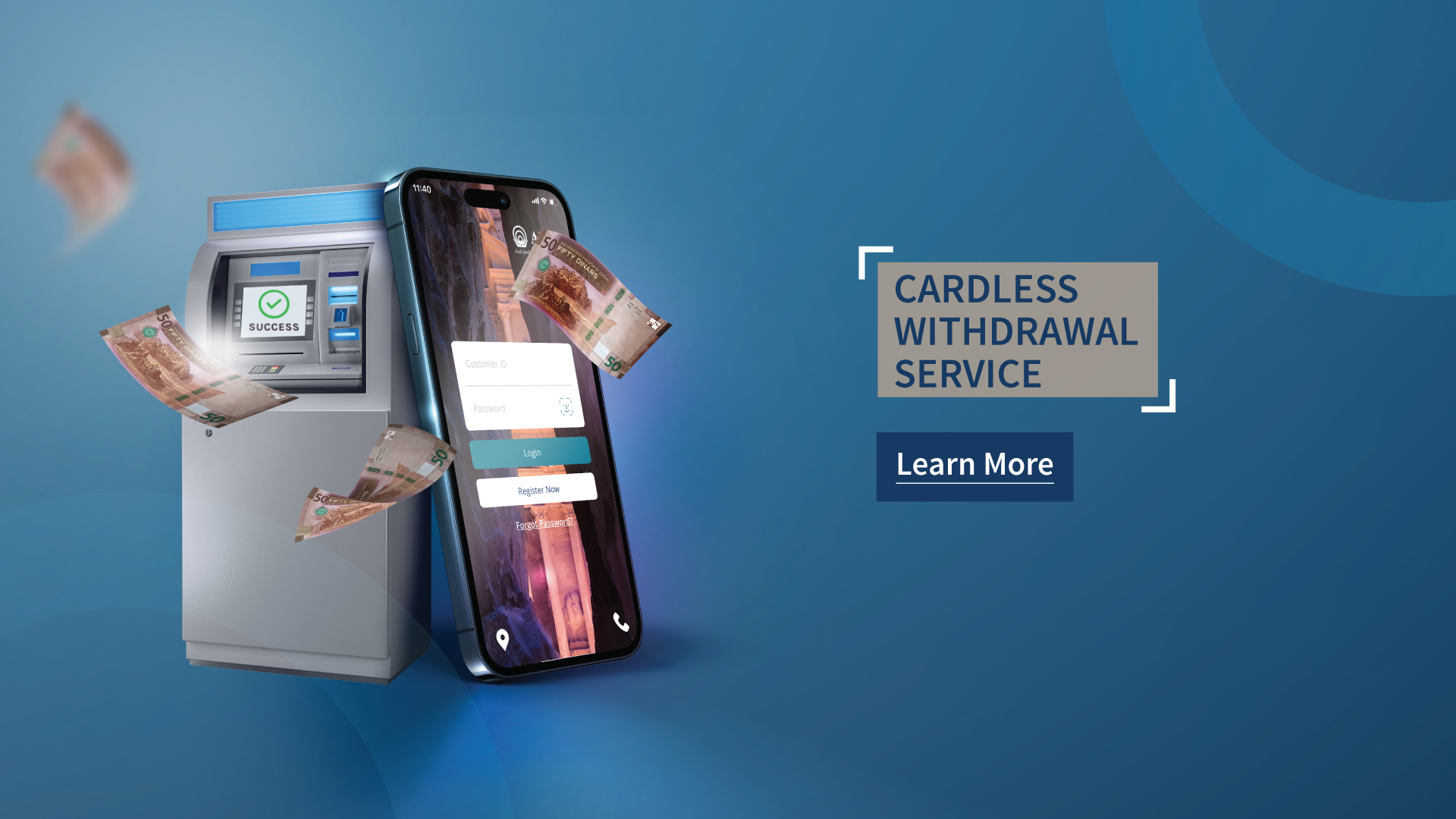 Cardless Withdrawal Service | Arab Jordan Investment Bank